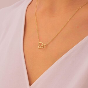 Interlocked Heart Necklace: Minimalist Romantic Jewelry in Silver ...