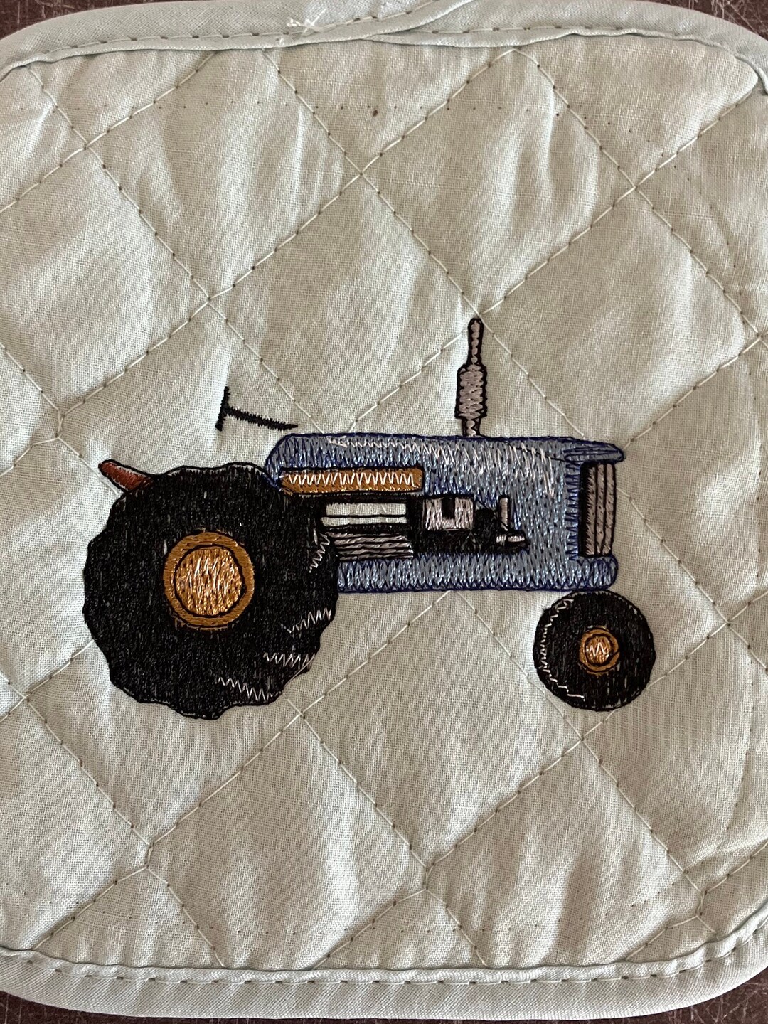 Blue Tractor Pot Holder - Etsy