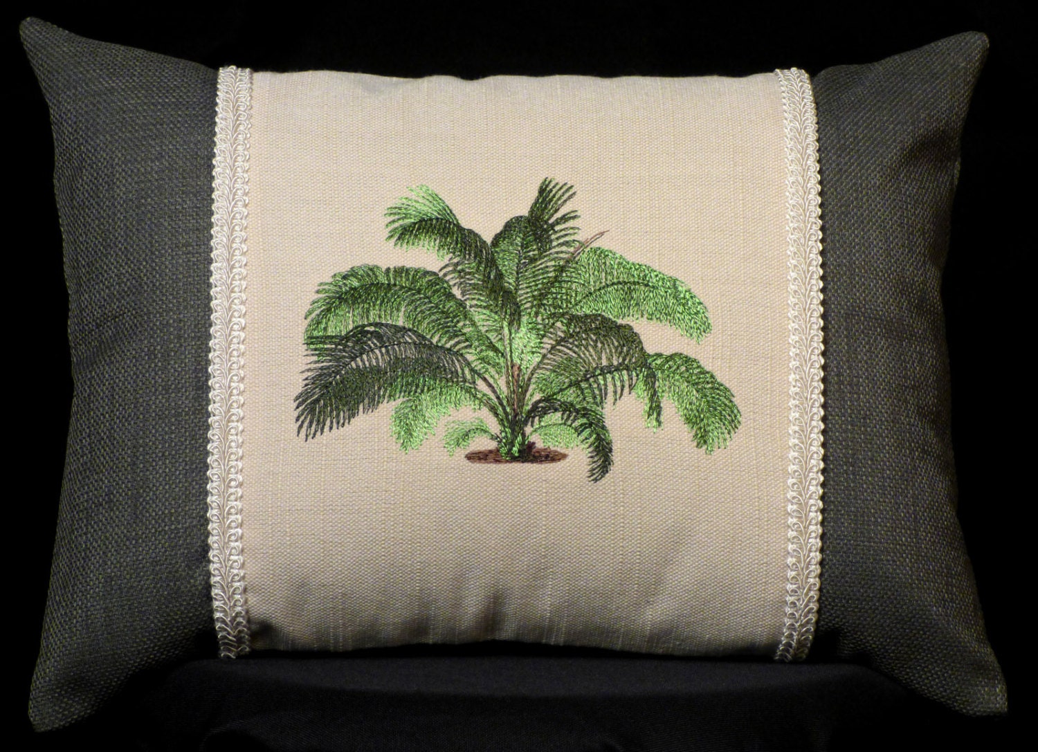 New Embroidered Palm Tree Pillow New 12 X 16 Insert — Item 189 - Etsy