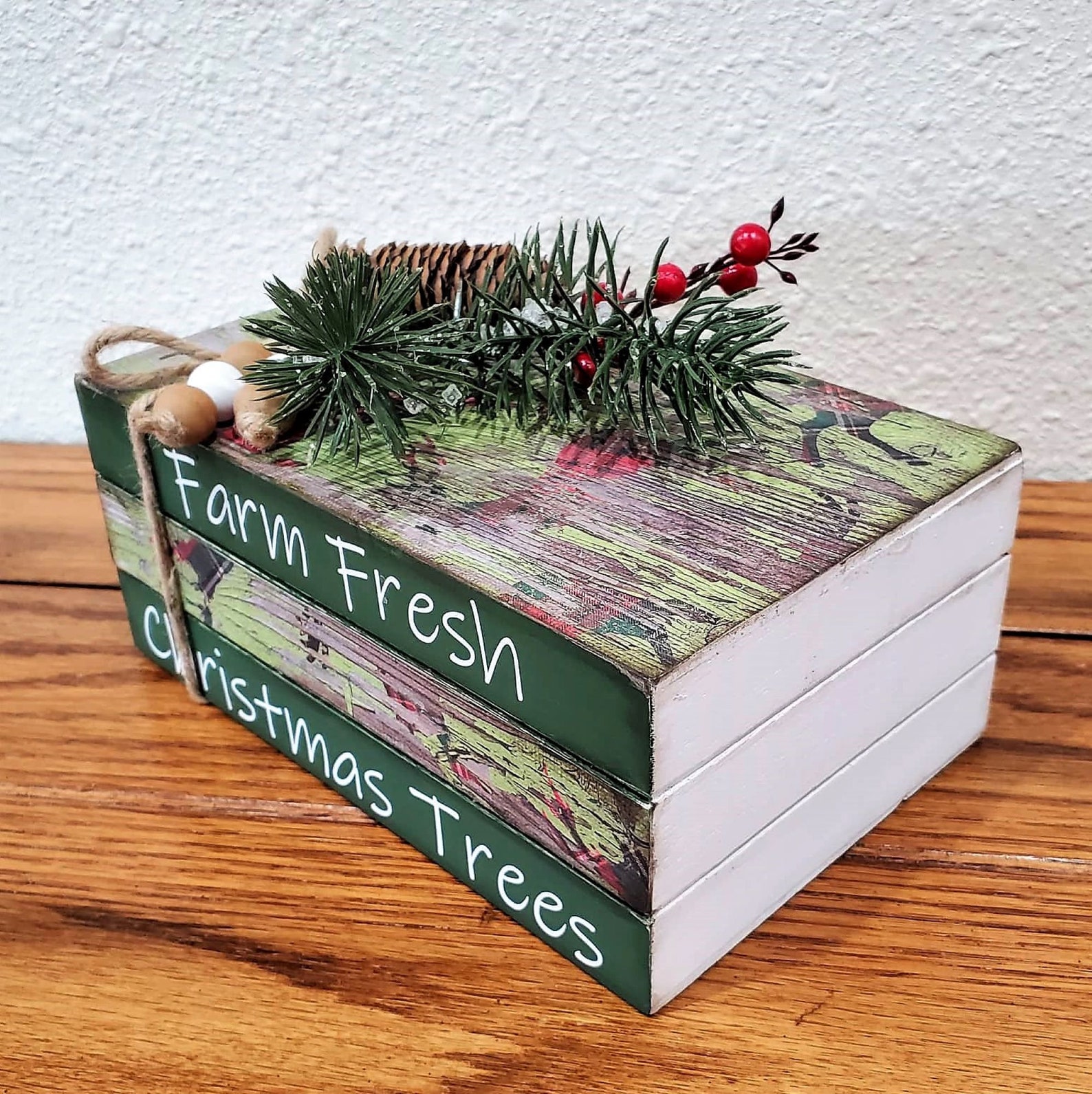 Book Stack Christmas Book Stack Farmhouse Book Stack - Etsy