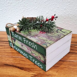 Book Stack, Christmas Book Stack, Farmhouse Book Stack, Christmas Tree ...