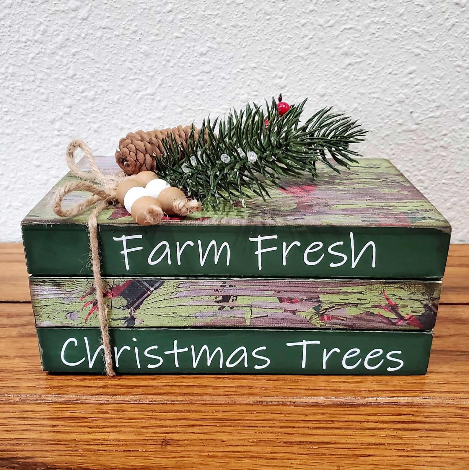 Book Stack Christmas Book Stack Farmhouse Book Stack | Etsy