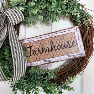 Farmhouse Wreath, Farmhouse Eucalyptus Wreath, Grapevine Farmhouse ...