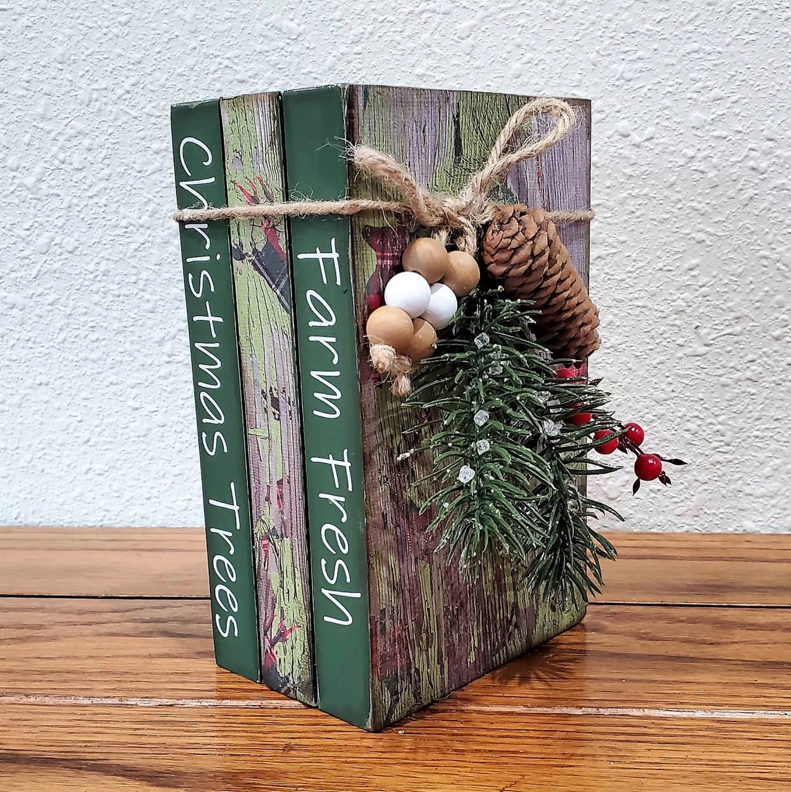 Book Stack Christmas Book Stack Farmhouse Book Stack - Etsy
