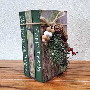 Book Stack, Christmas Book Stack, Farmhouse Book Stack, Christmas Tree ...