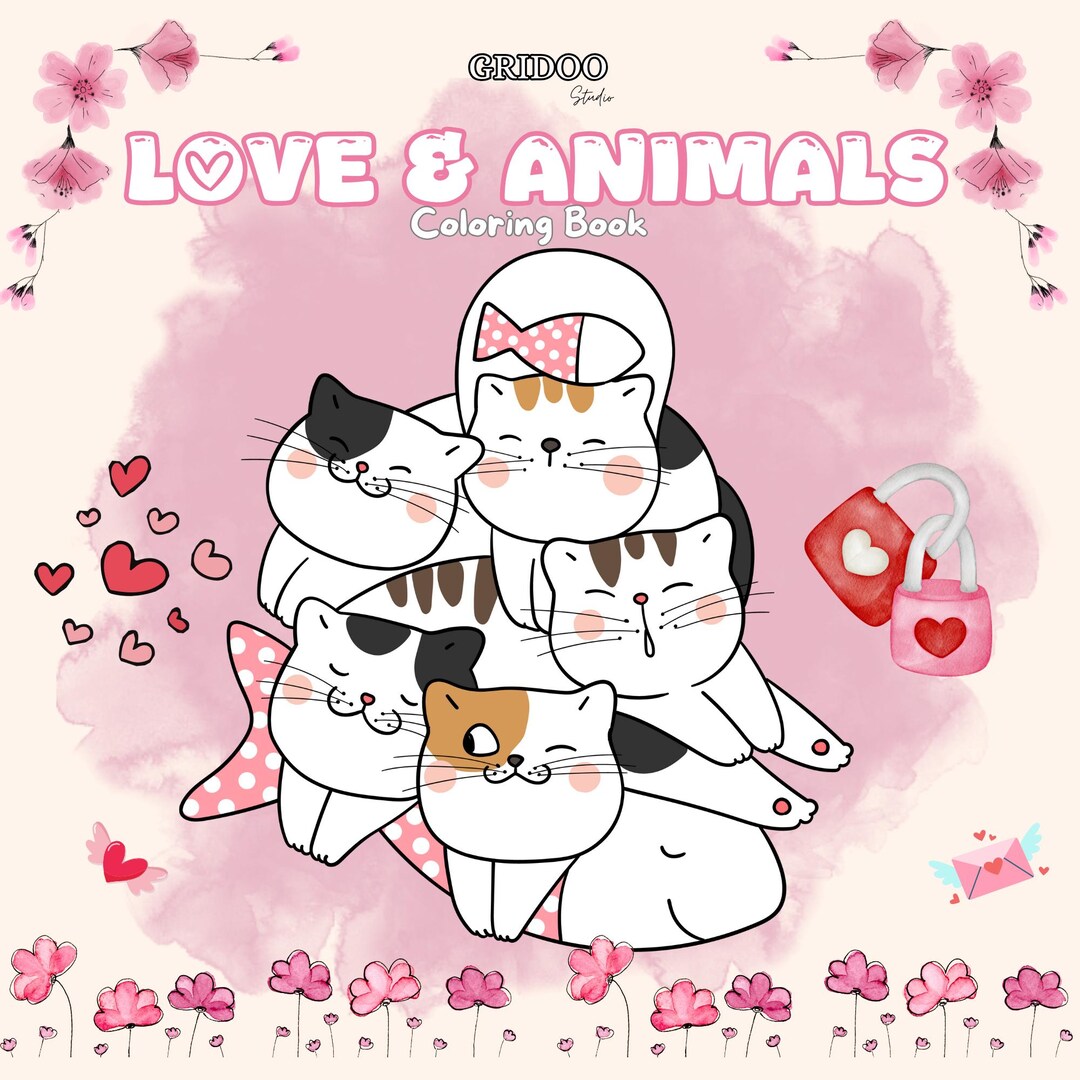 Love & Animals Coloring Book Printable PDF - Etsy Canada