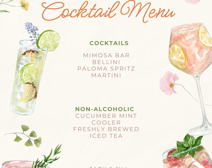 Cocktail Menu Template - Etsy