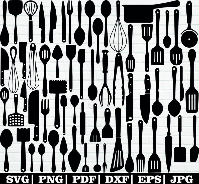 Kitchen Utensils SVG Bundle, Cooking Tools Clipart (digital Files) - Etsy