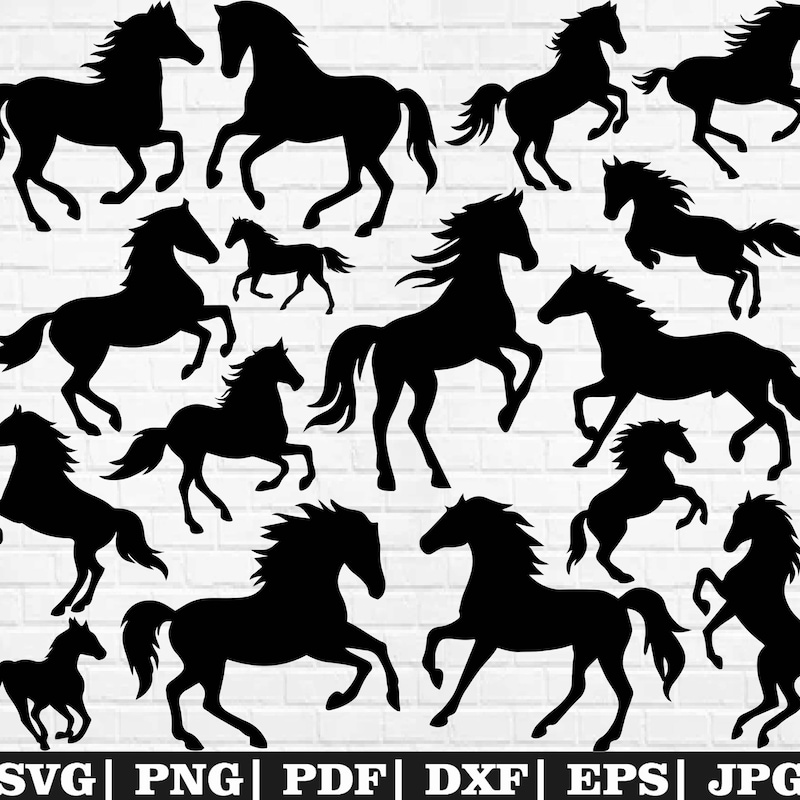 Black Horse Silhouettes - Etsy UK