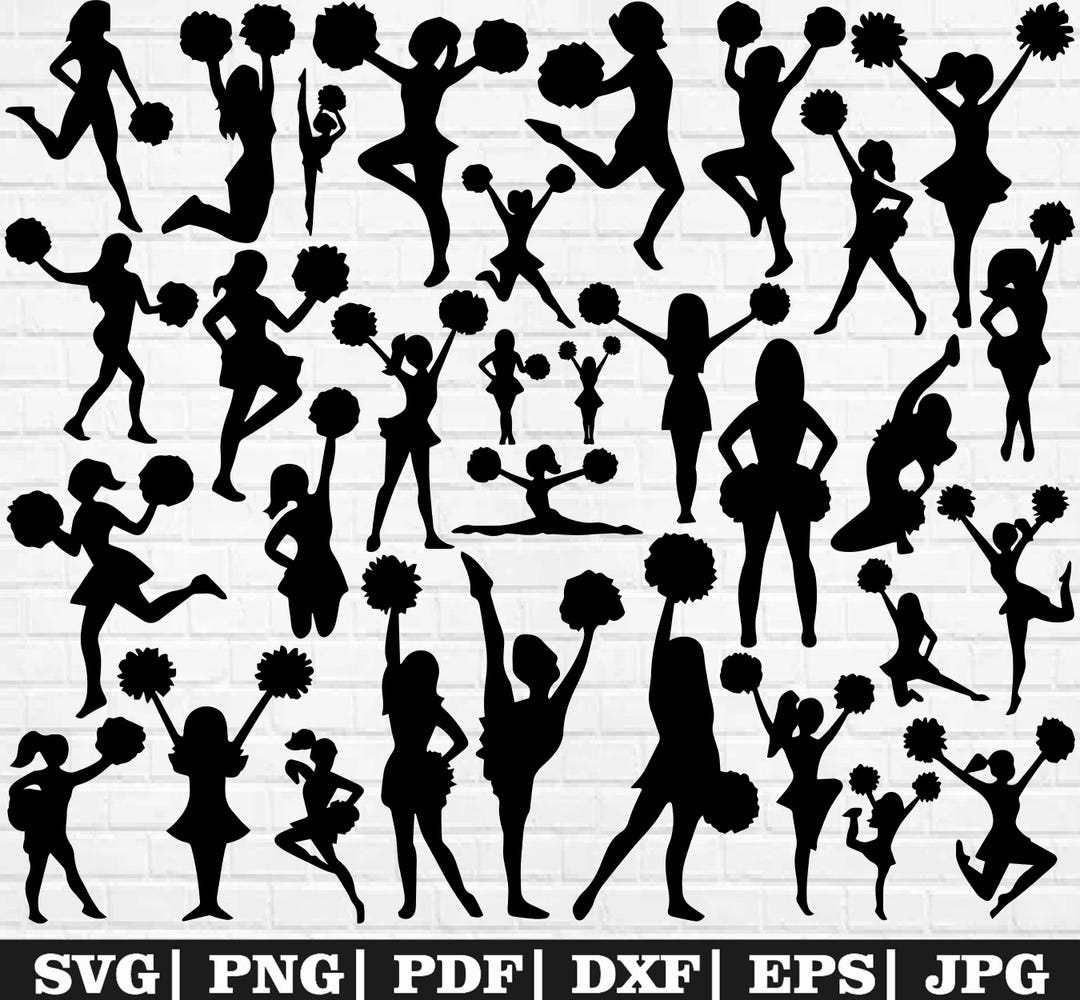 Cheerleader SVG Bundle, Clipart, Silhouette Cut Files (digital Download ...