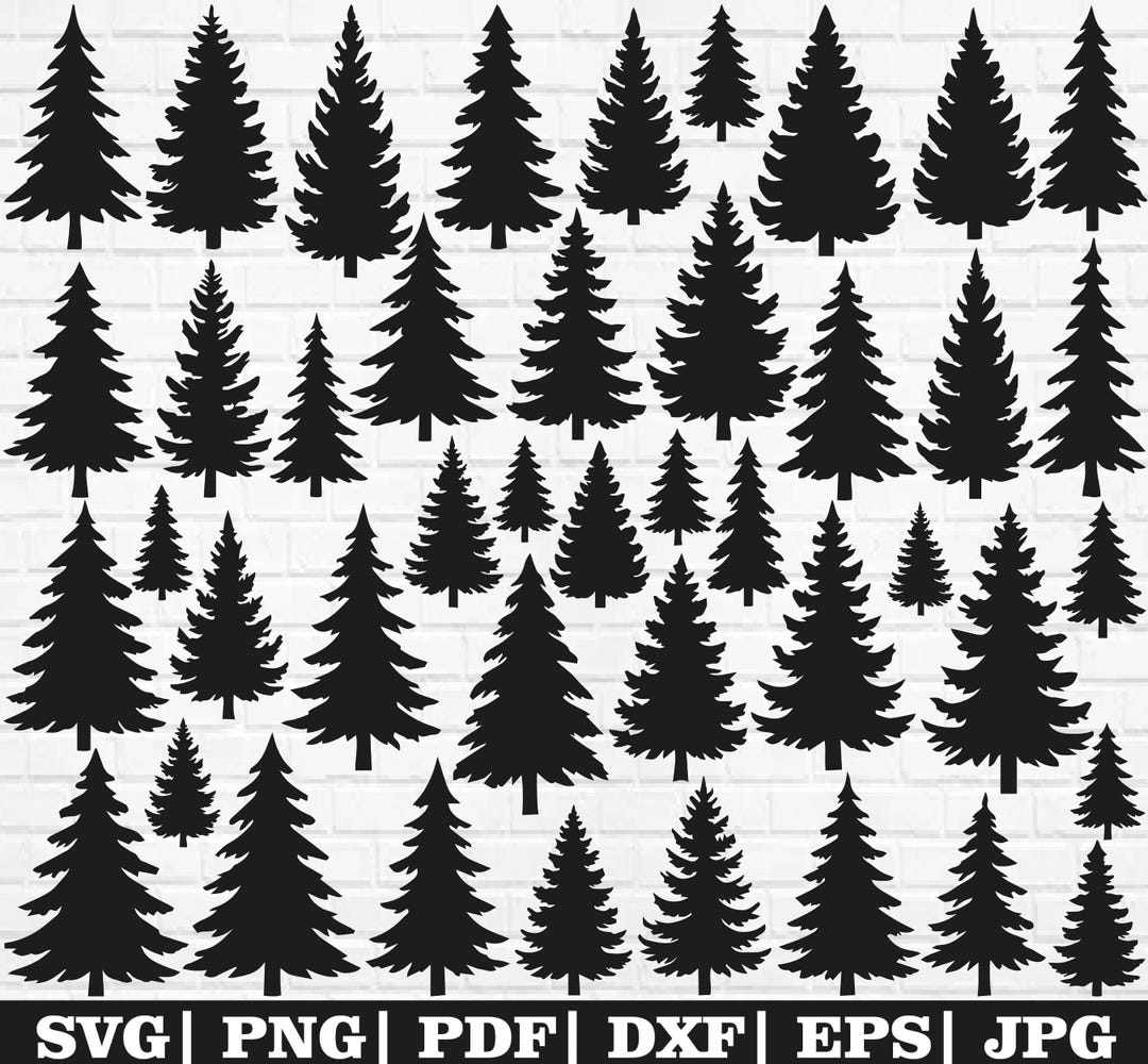 Pine Tree SVG Bundle, Forest Clipart (cut Files, Pdf, Png, Eps, Dxf, Ai ...