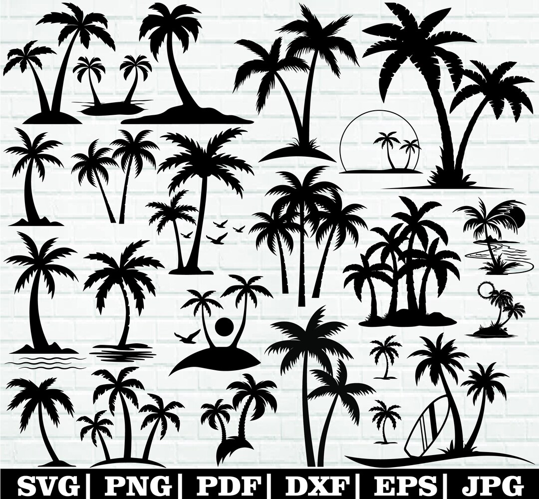 Palm Tree Svg Bundle, Palm Tree Clipart, Palm Tree Silhouette, Summer ...