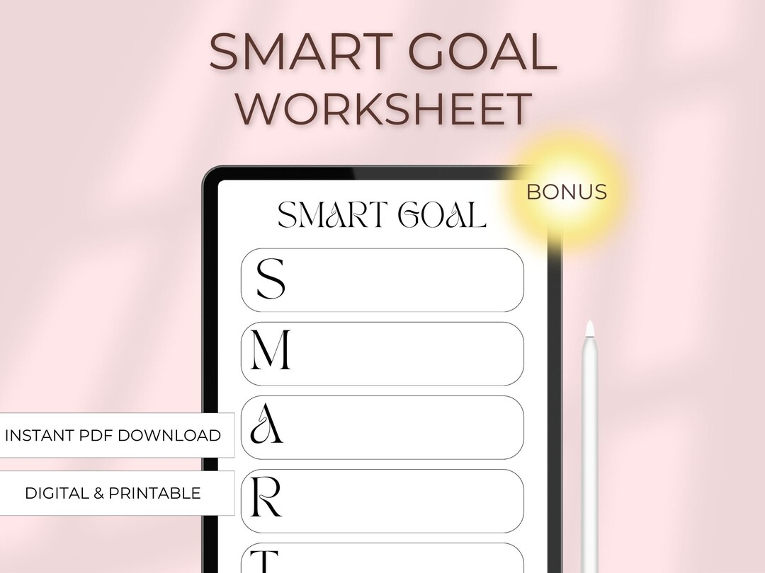 SMART Goal Worksheet | Printable PDF | A4 A5 US Letter | Instructions ...