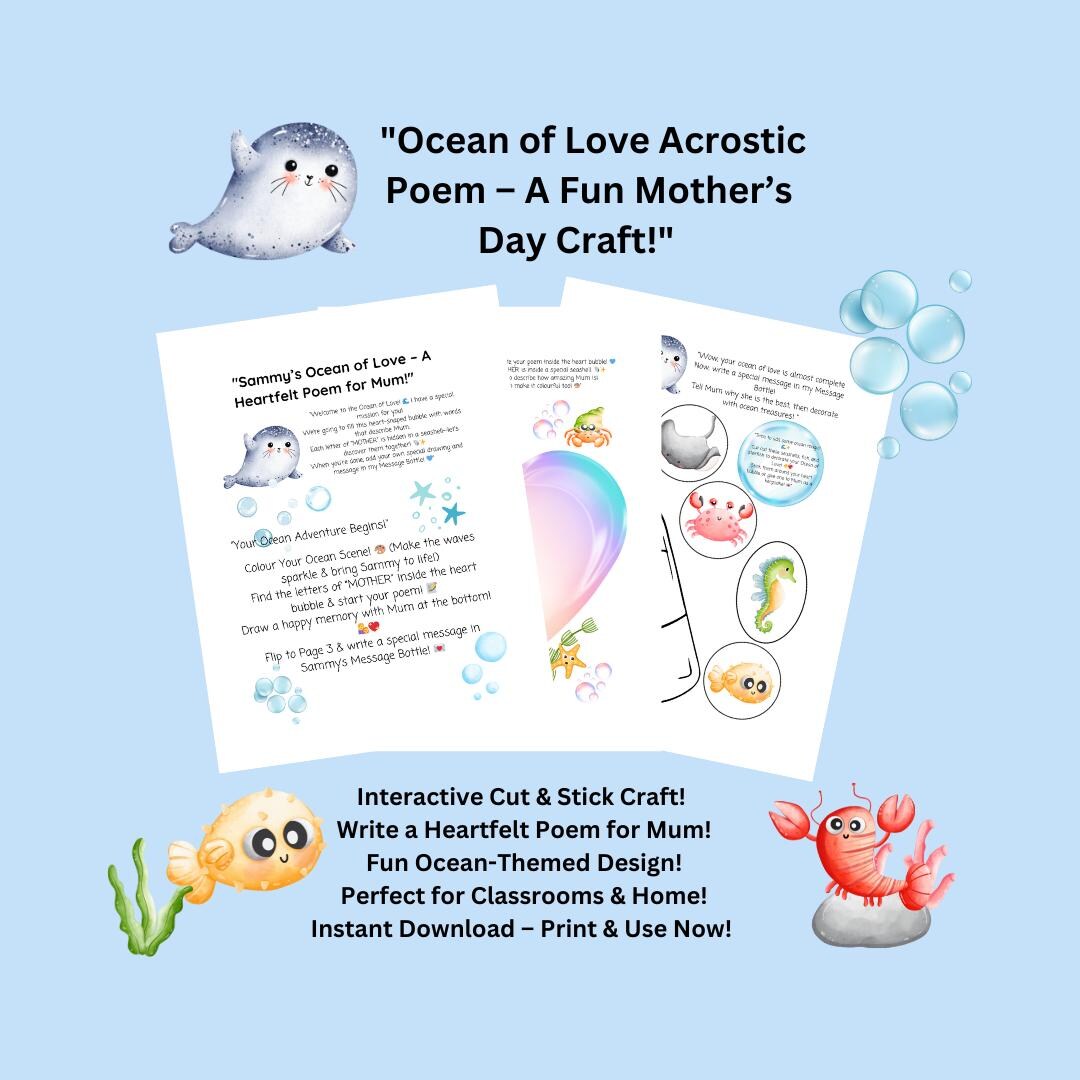 Ocean of Love Acrostic Poem | Mother’s Day Writing Activity | Fun ...