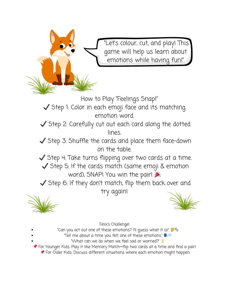 Felix the Fox Feelings Snap Game: Social Emotional Learning (digital ...
