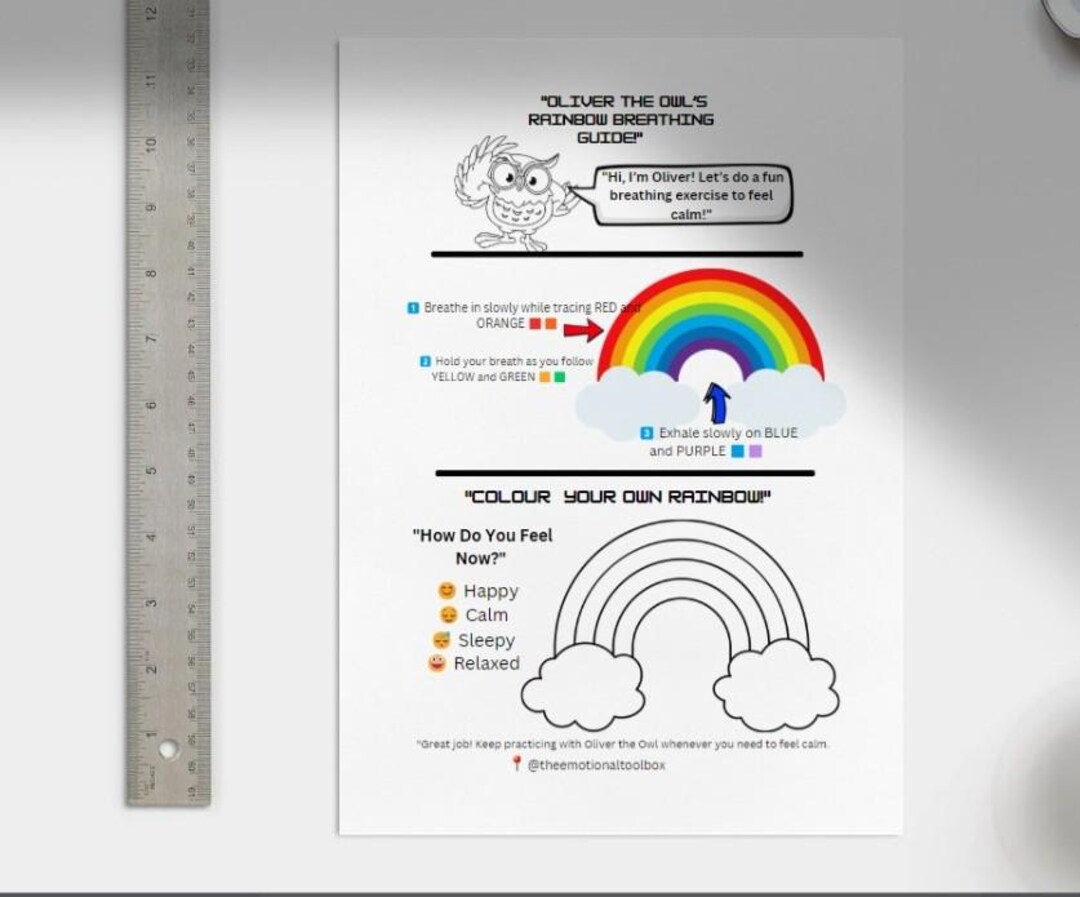 Rainbow Breathing Guide | Kids Mindfulness Printable | Deep Breathing ...
