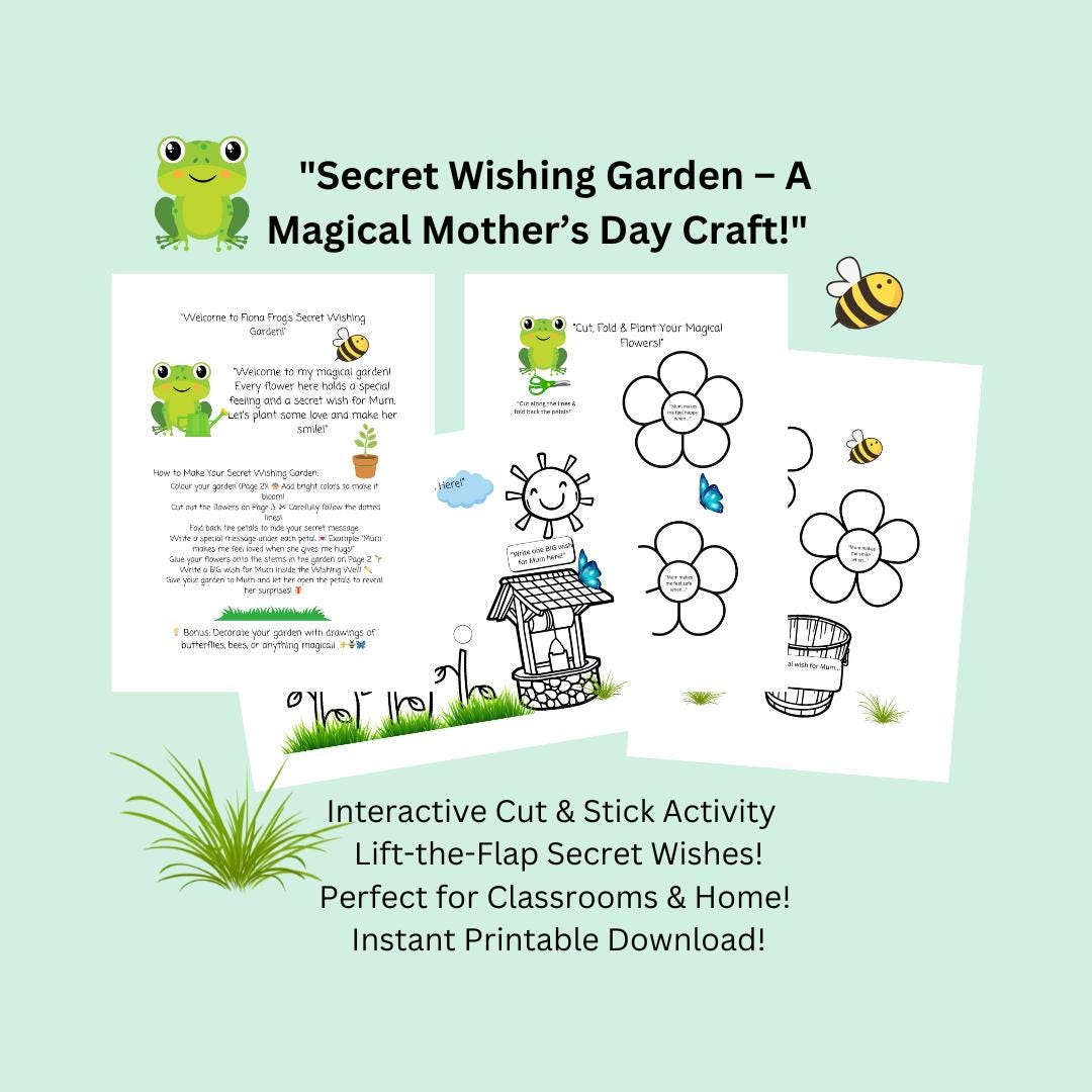 Mother's Day Craft: Secret Wishing Garden Cut & Stick Activity (PDF) - Etsy