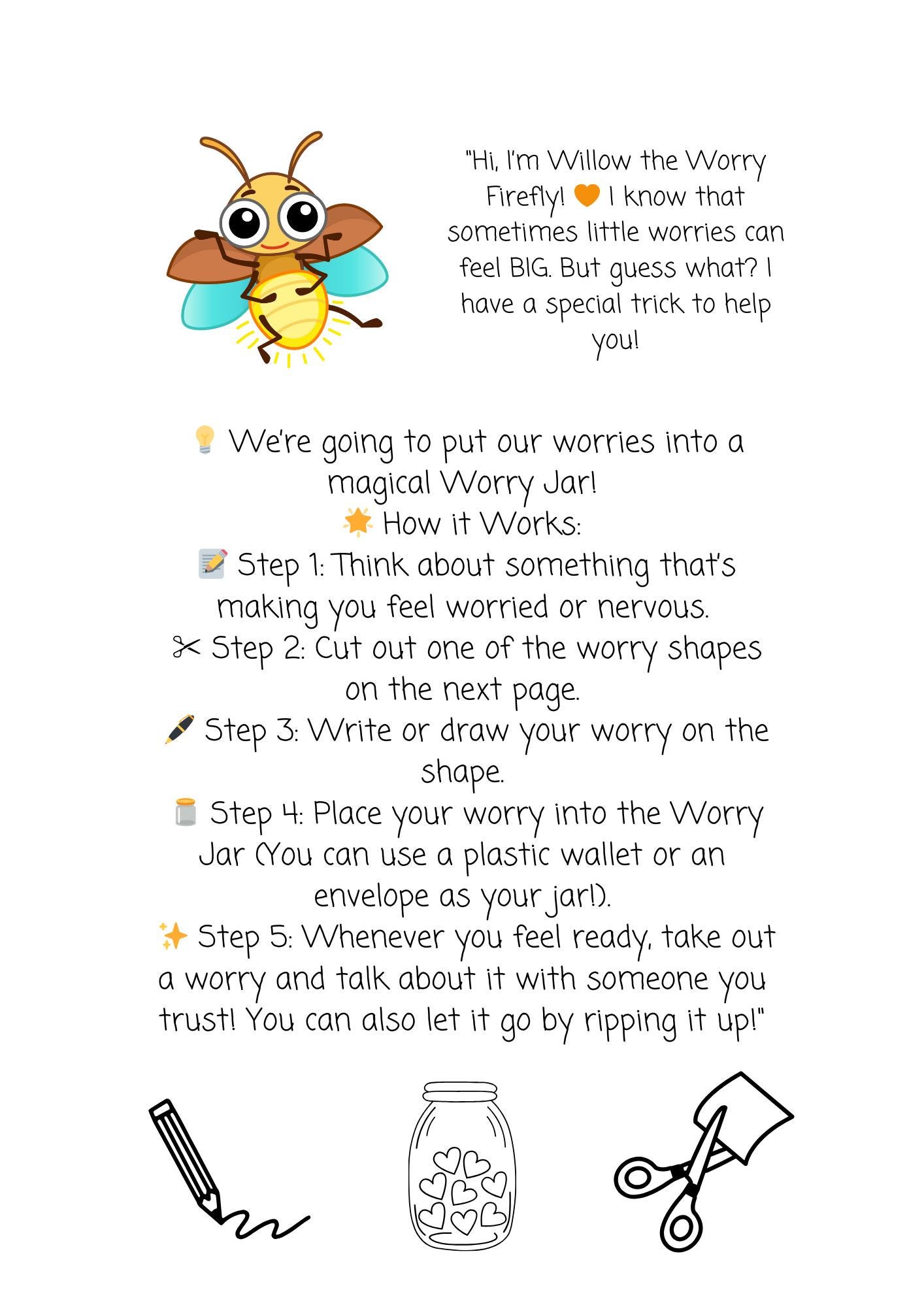 Worry Jar Activity for Kids Anxiety & Mindfulness Printable Social ...
