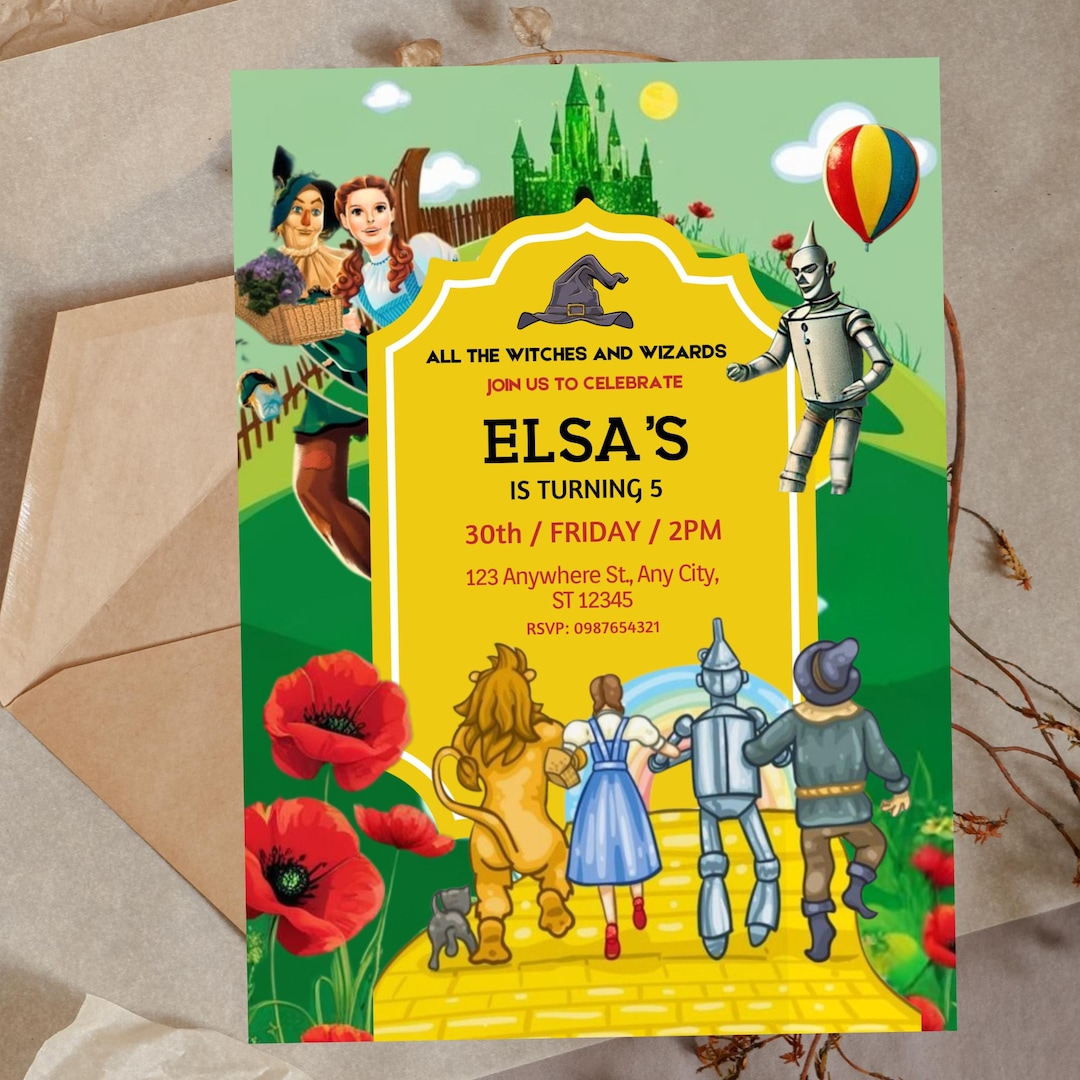 Wizard of Oz Birthday Invitation: Editable Canva Template (instant ...