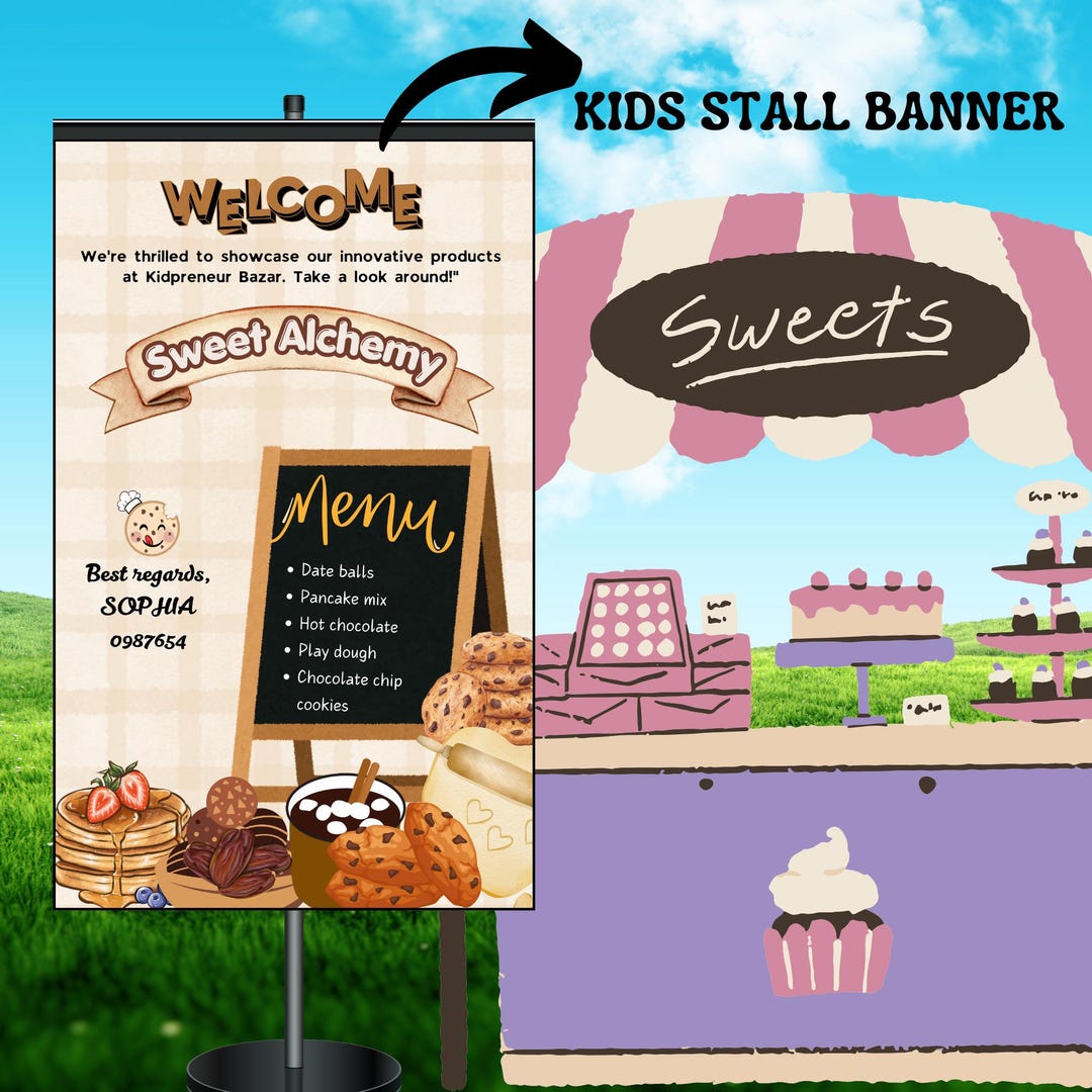 Kids Bake Banner Template | Editable Stall Sign (canva Template - Etsy