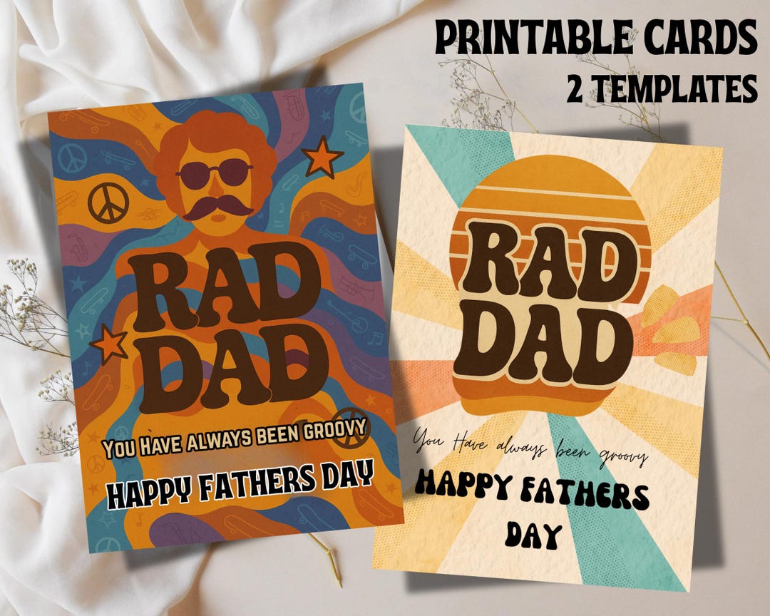 Retro Rad Dad Father's Day Card: Printable Vintage Greeting (2 ...