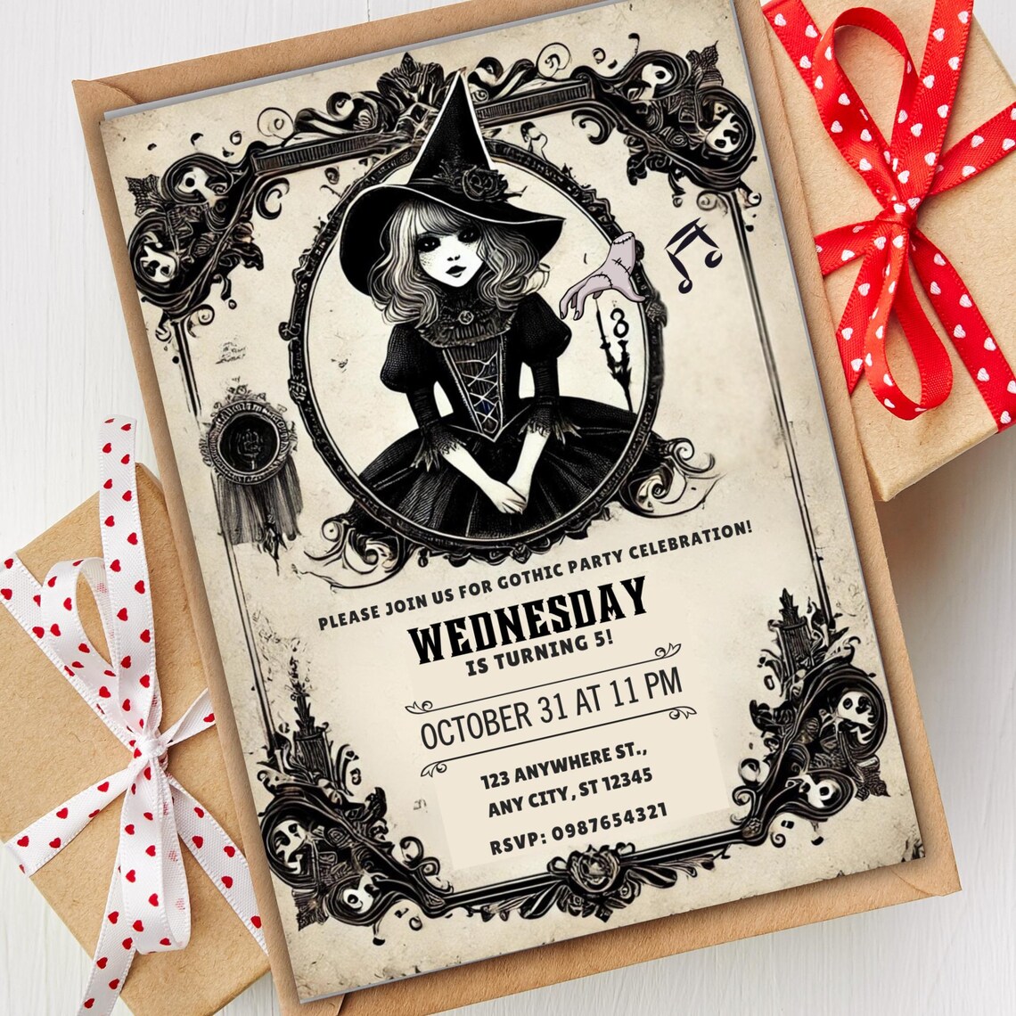 Editable Wednesday Gothic Girl Birthday Invitation Template, Printable ...