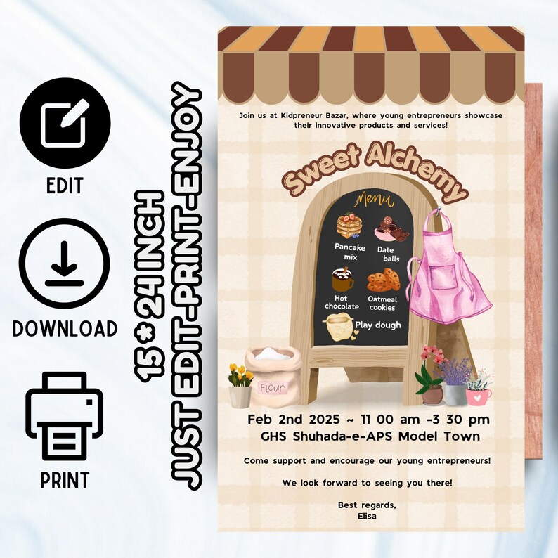 Kids Bake Banner | Editable Canva Template - Etsy