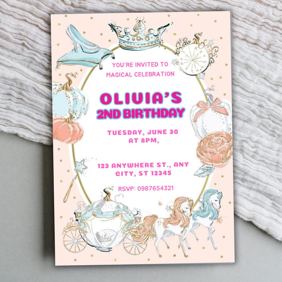 Princess Birthday Invitation: Royal Ball, Blue Gown (editable Canva ...