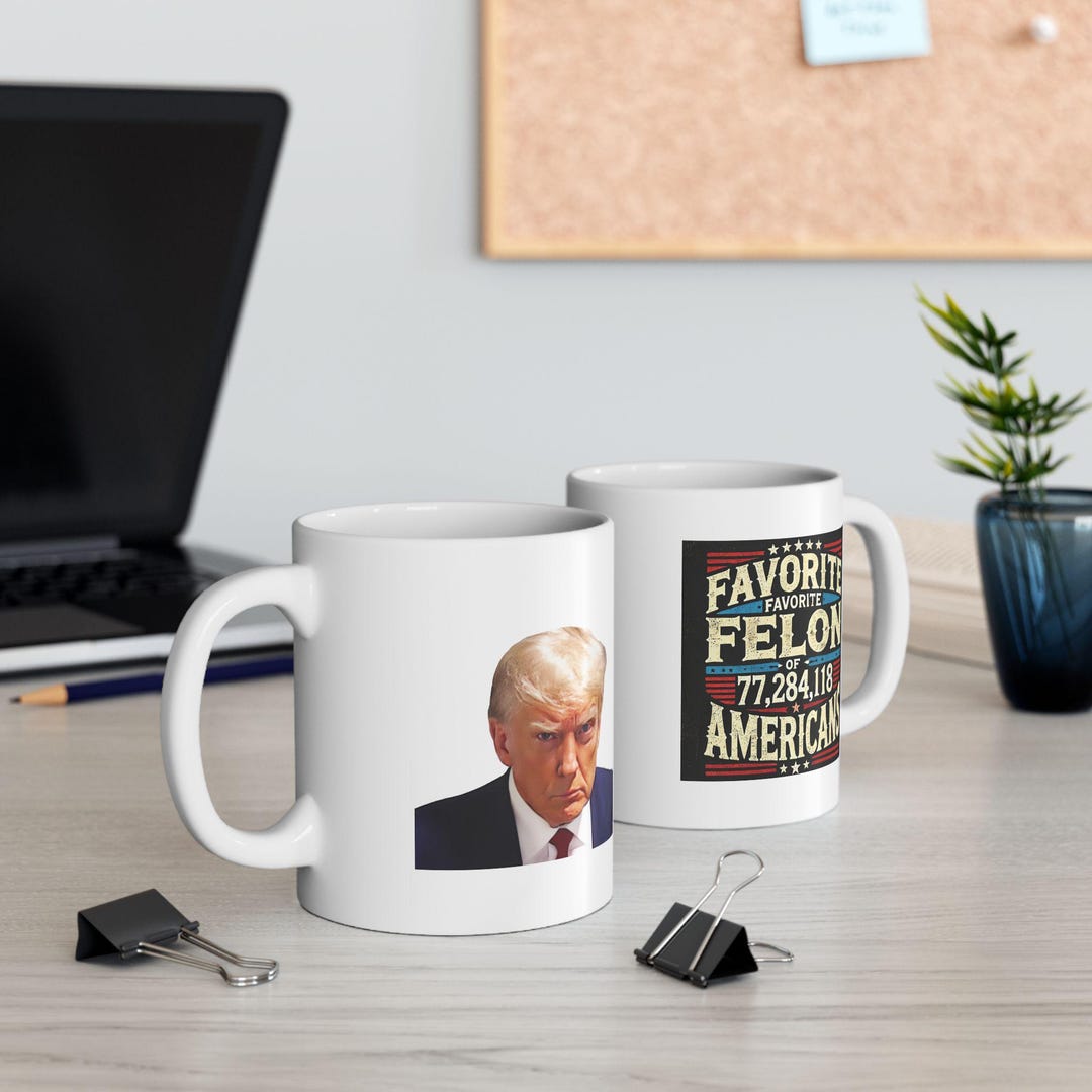 Trump Mugshot Ceramic Mug, Funny President Political Humor Coffee Cup ...