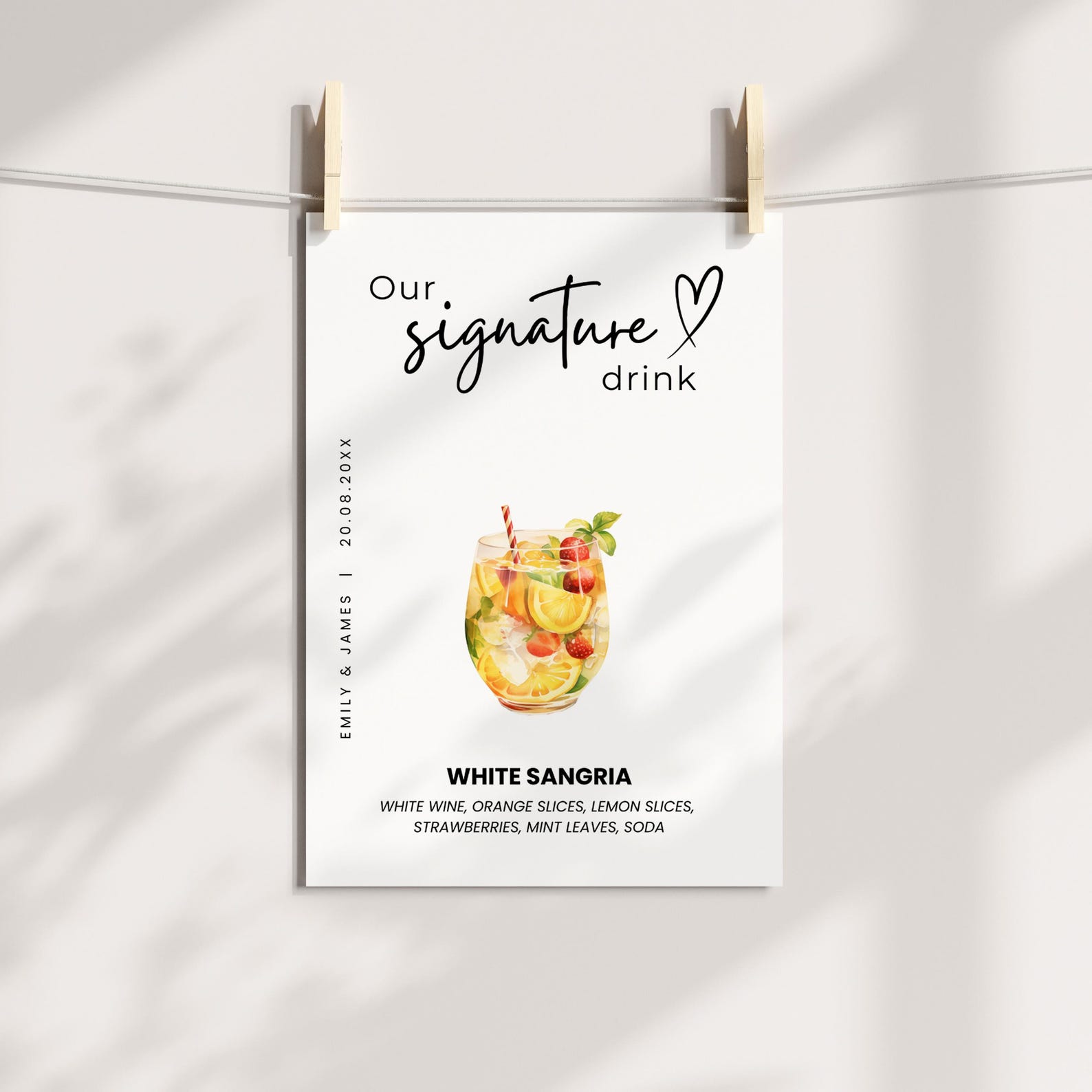 Editable Signature Drink Sign Template for Wedding – Watercolor ...