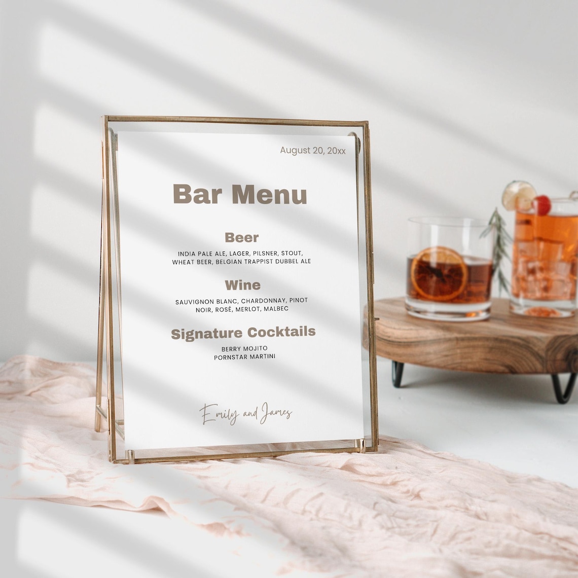 Editable Signature Drink Menu Template – Custom Wedding Bar Menu Sign ...