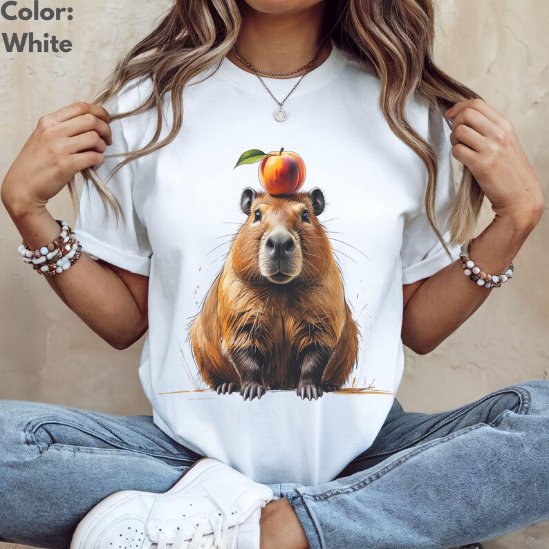 Capybara Shirt, Capybara, Peachy Capybara Shirt, Animal Shirt, Peach ...