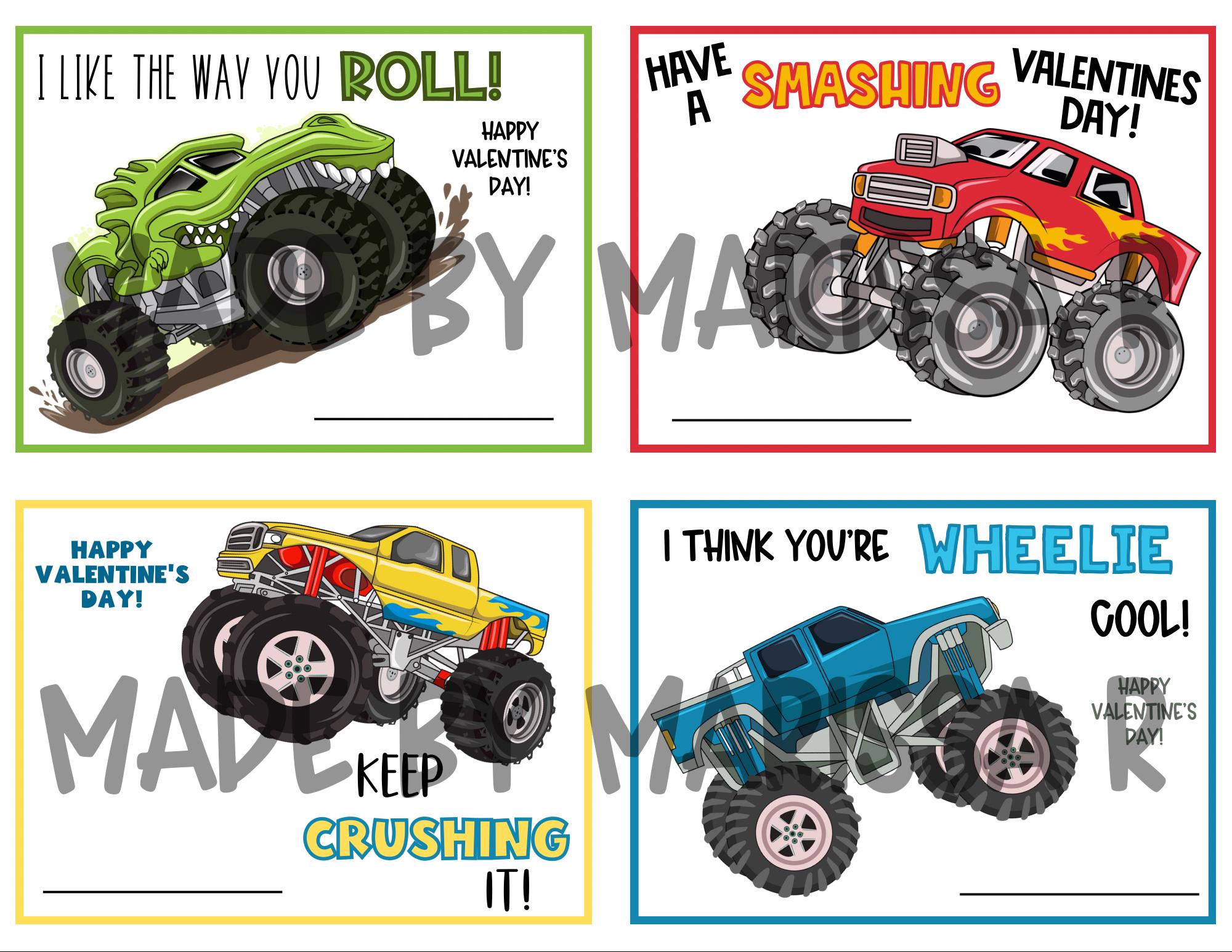 Monster Truck Printable Valentine | With or Without Play Doh ...