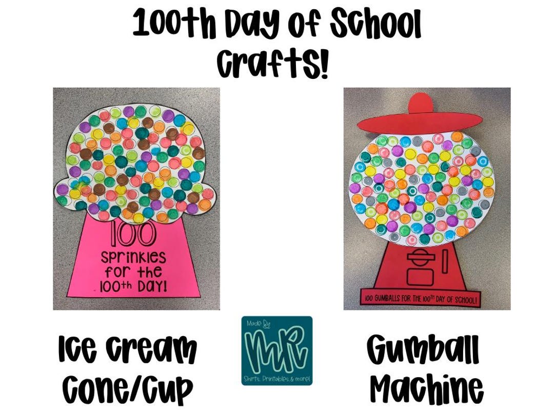 100 Day of School Ice Cream Cone & Gumball Machine Dot Marker Art - Etsy
