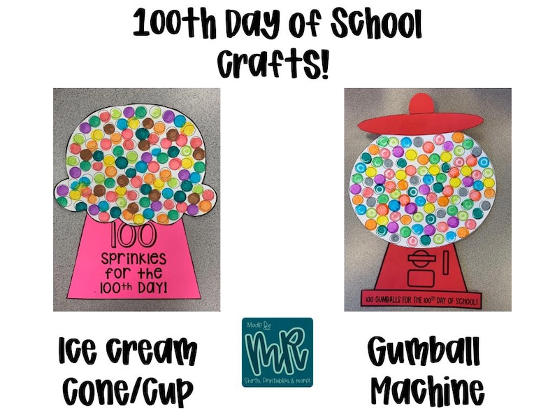 100 Day of School Ice Cream Cone & Gumball Machine Dot Marker Art - Etsy