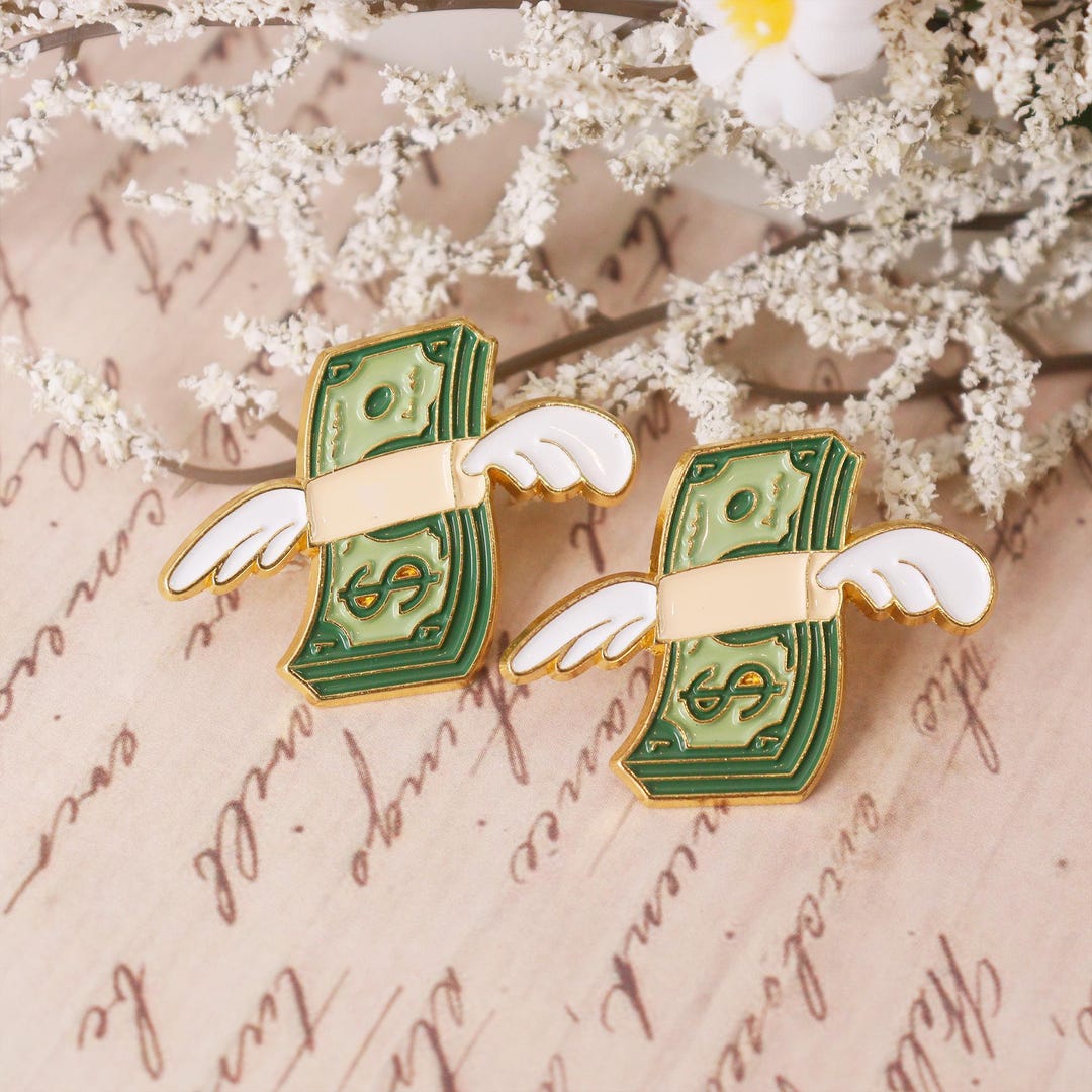 Money Pin Badge,money With Wings Brooch,funny Badges for Backpacks ...