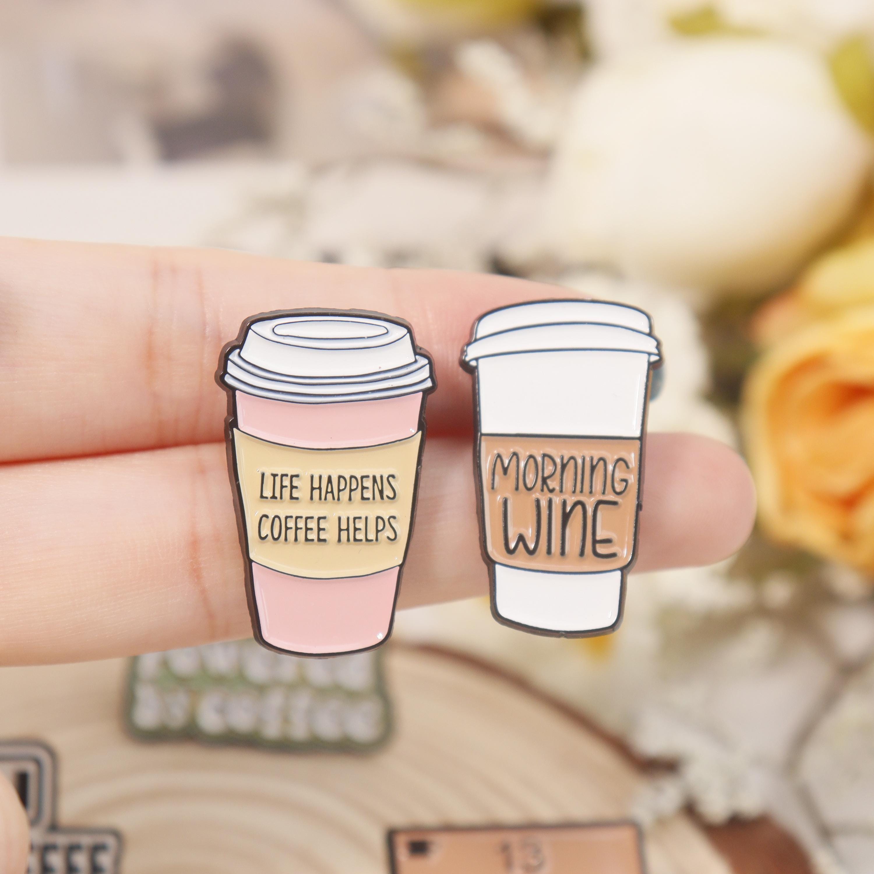 Cute Coffee Drink Pins,coffee Lovers Enamel Pin Sets,coffee Humor ...