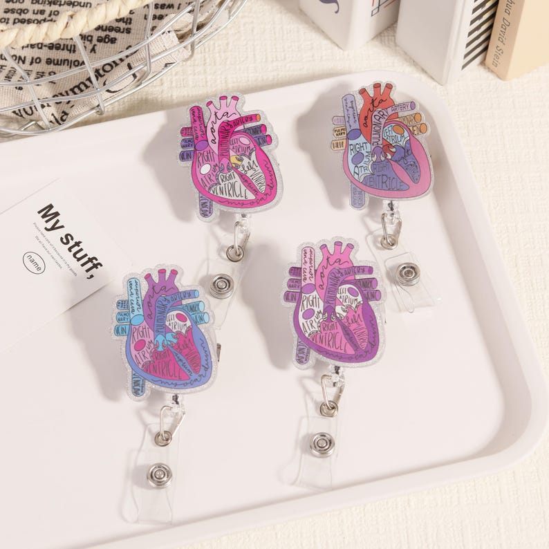 Anatomical Heart Badge Reel Clip,cardiologist Cardiology Retractable ID ...