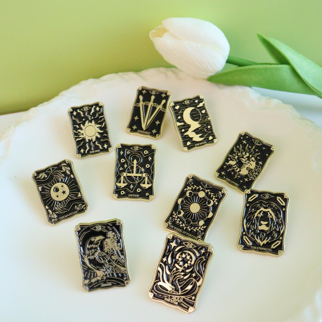 Funny Tarot Card Enamel Pin Set,moon&sun Tarot Brooch,magician Tarot ...