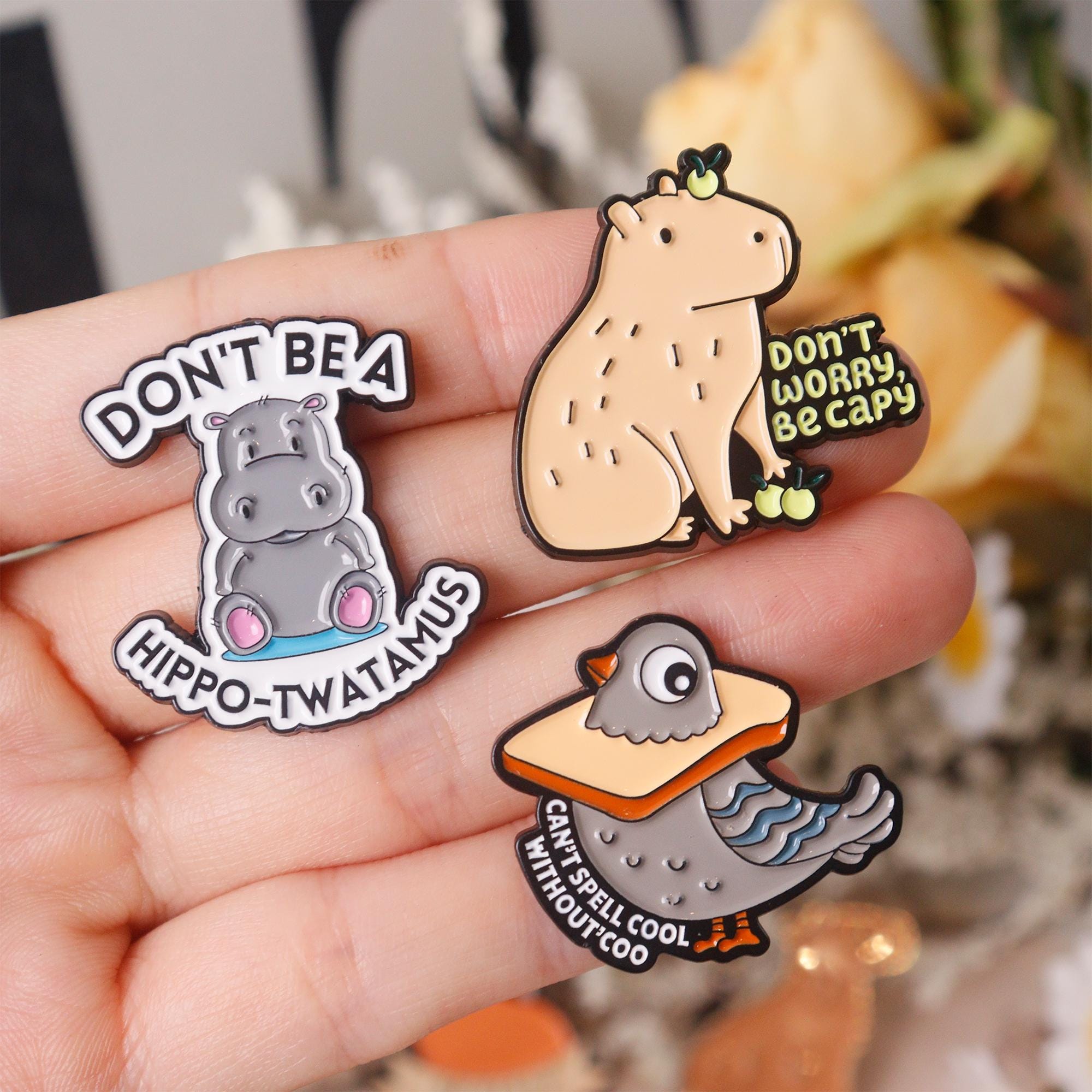 Animal Pin Badge,capybara Bird Cactus Brooch,funny Badges for Backpacks ...