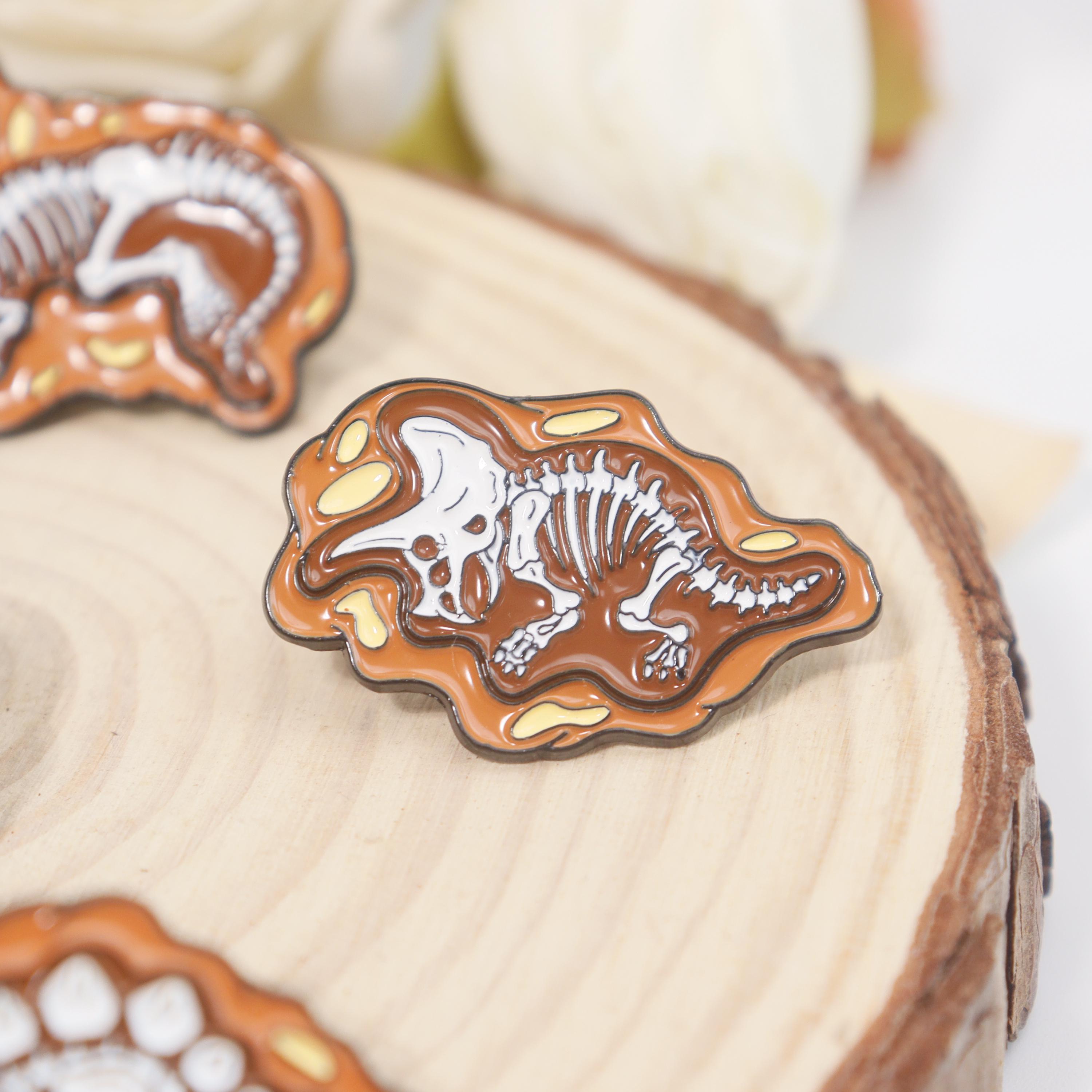 Dinosaur Skeleton Fossil Skull Pin Set,dinosaur Enamel Pin Badge,t-rex ...