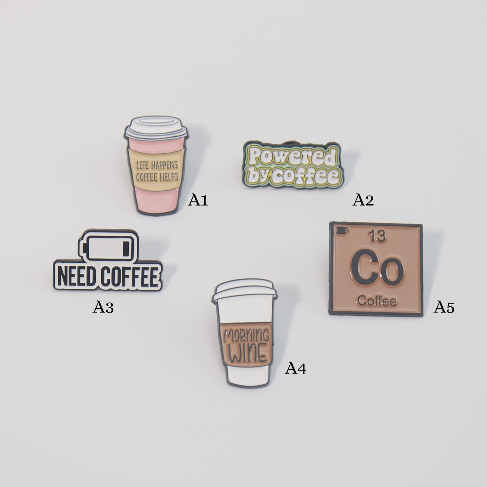 Cute Coffee Drink Pins,coffee Lovers Enamel Pin Sets,coffee Humor ...