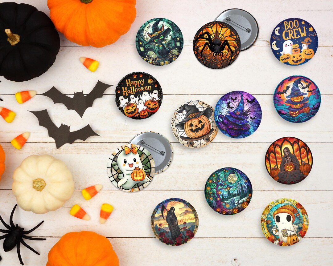 16 Designs Halloween Ghost Button Template,horror Halloween Pin Back ...