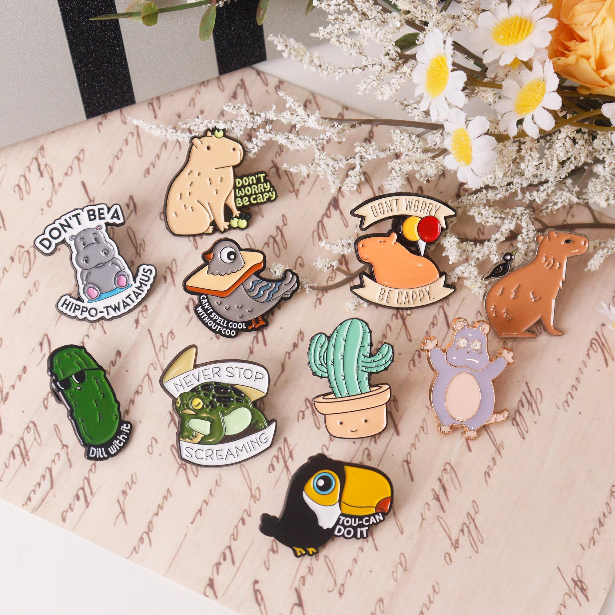 Animal Pin Badge,capybara Bird Cactus Brooch,funny Badges for Backpacks ...