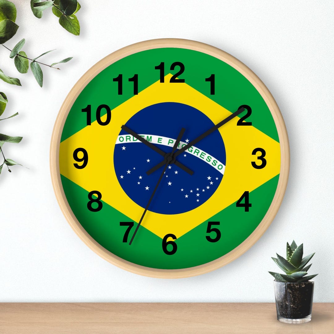 Brazilian Flag Wall Clock - Vibrant Home Decor, Perfect Gift for Brazil ...