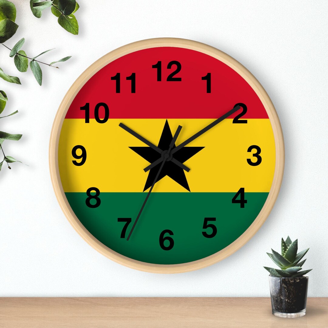 Ghana Flag Wall Clock | Unique Home Decor, African Pride Gift, Gift for ...