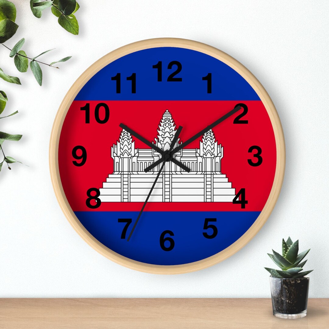 Cambodian Flag Wall Clock, Unique Home Decor, Gift for Cambodia Lovers ...