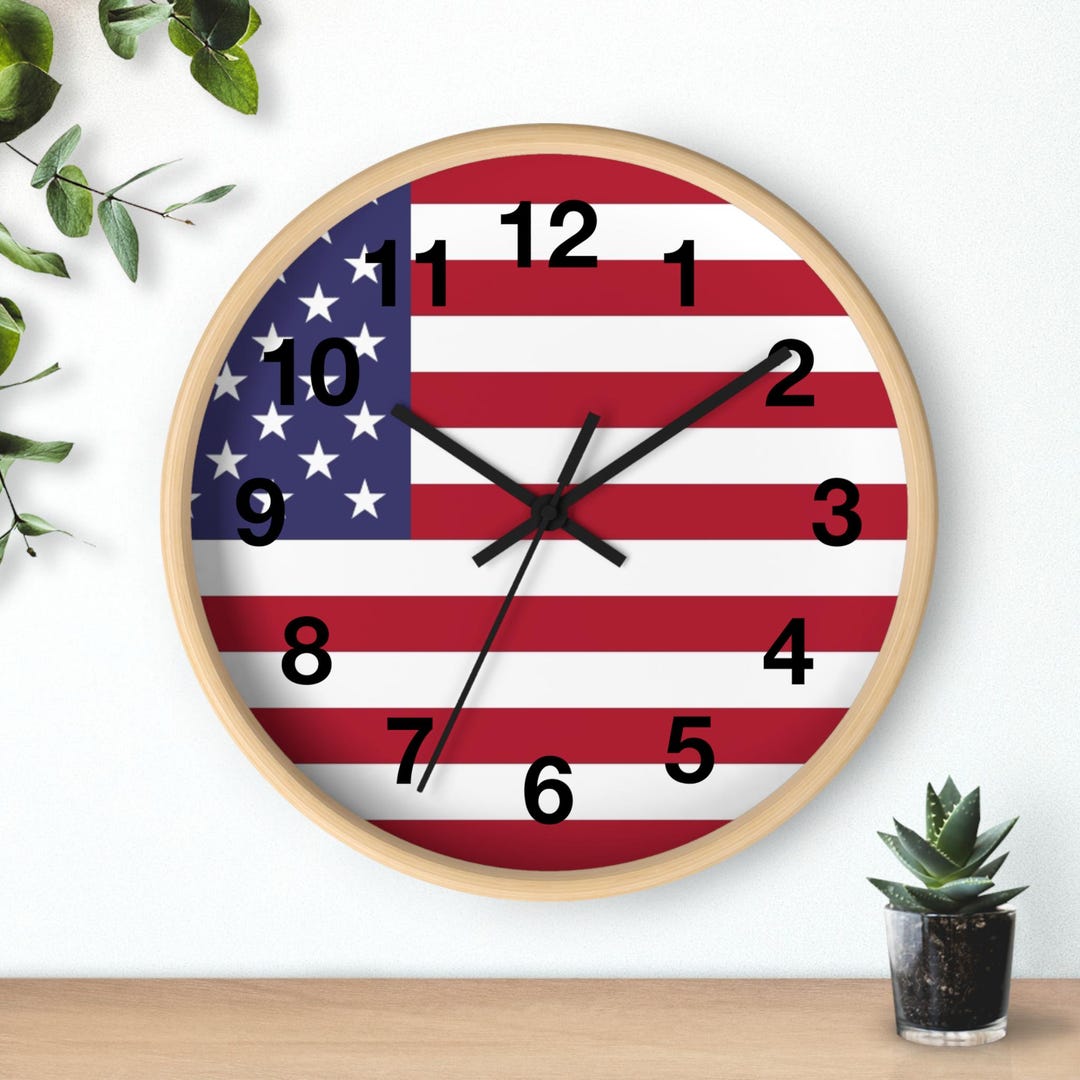 Patriotic Wall Clock With American Flag Design, Perfect for Home Decor ...