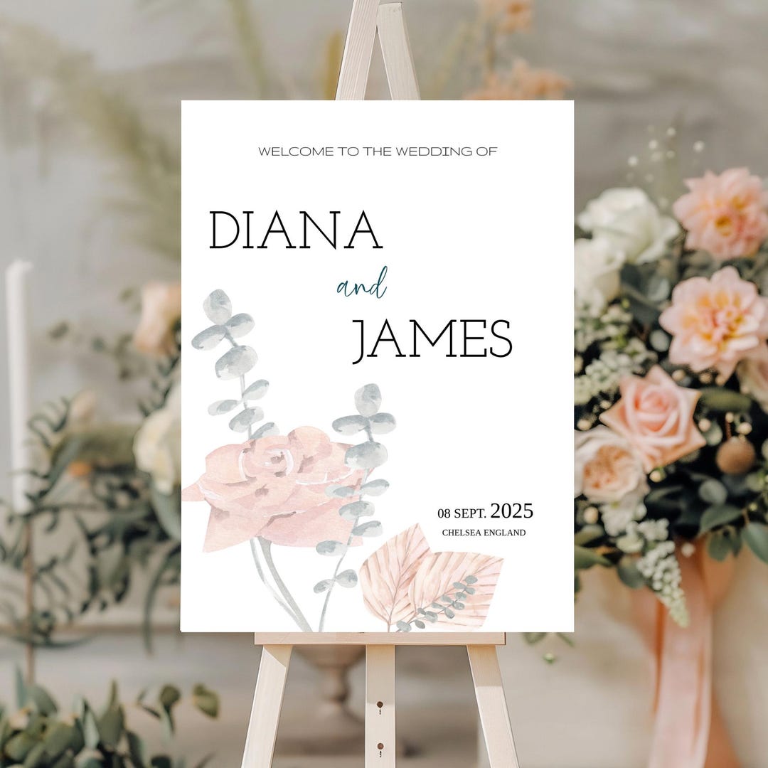 Soft Editable Welcome Poster, Rose Welcome Board, Editable Template ...