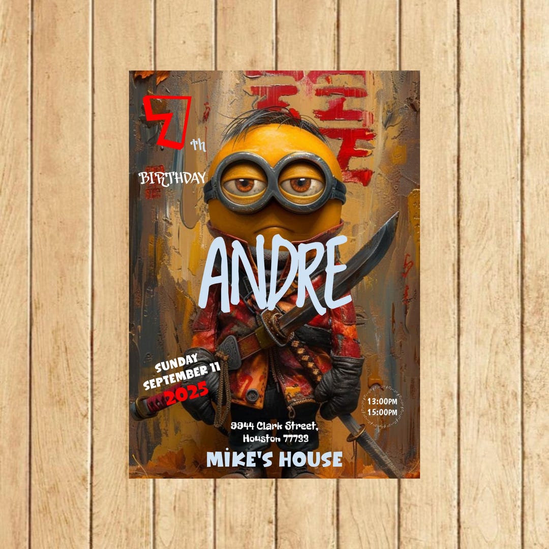 7th Birthday Invitation: Minion Theme, Editable Template (digital ...